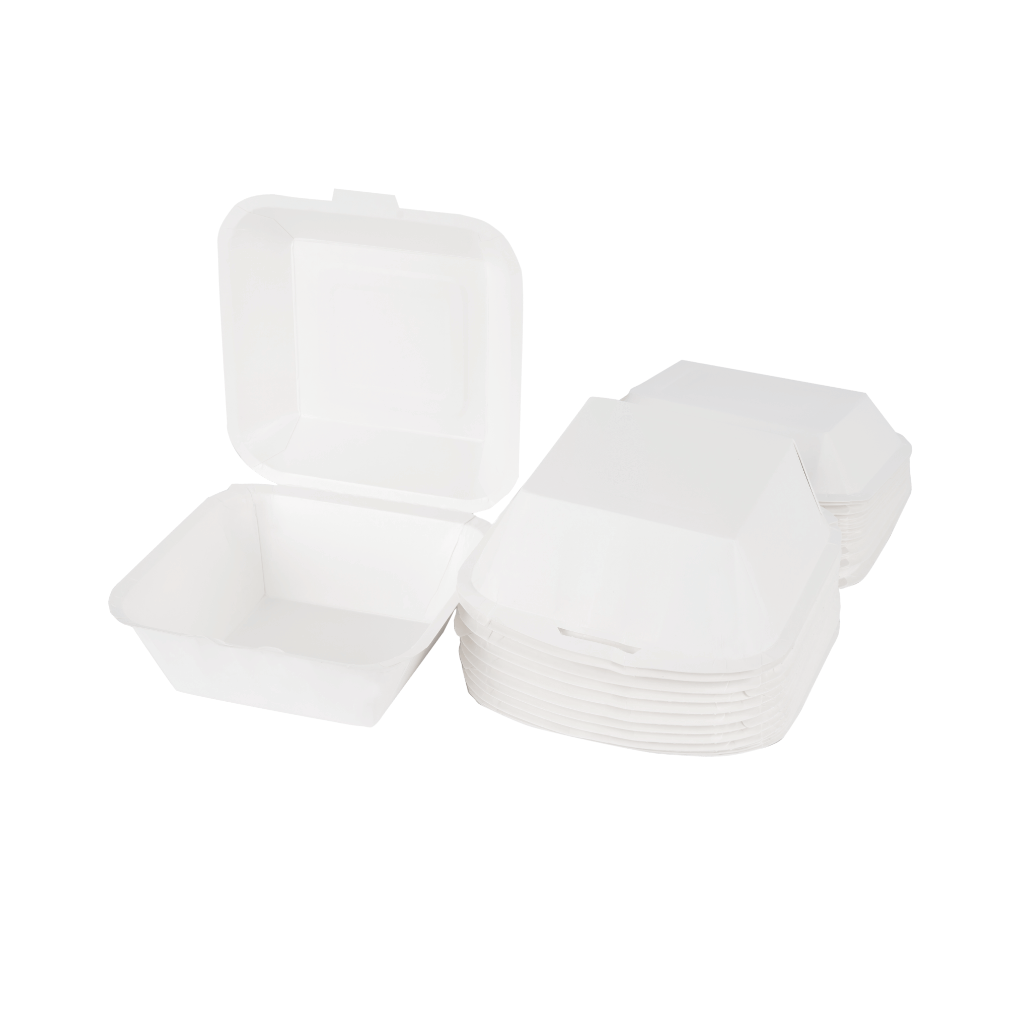 White Hinged Containers - 6" x 6" x 3" - 300 Case – Simple Pack Usa