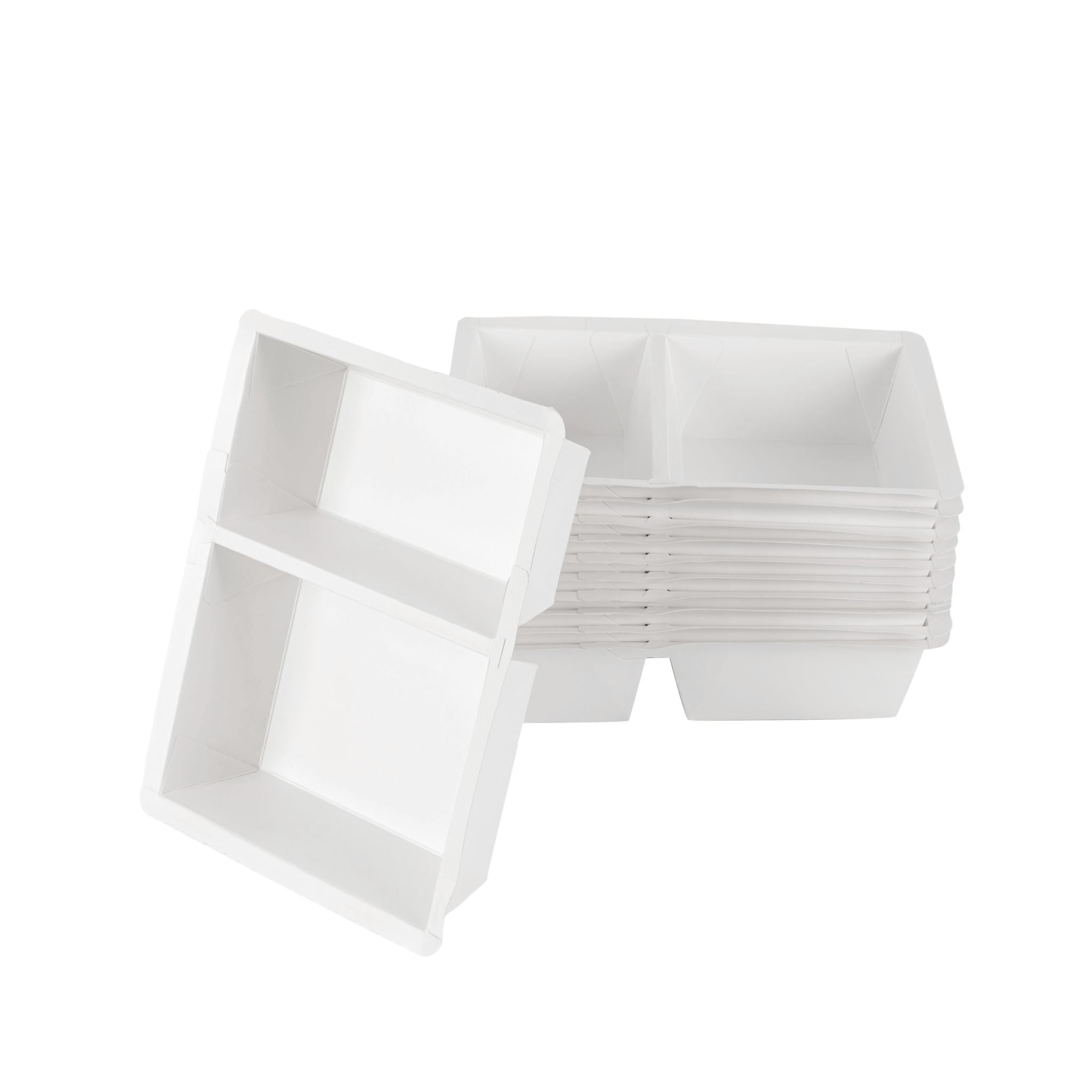 2 Compartment White Containers & Trays - 7.9" x 5.8" x 1.8" - 300 Case ...